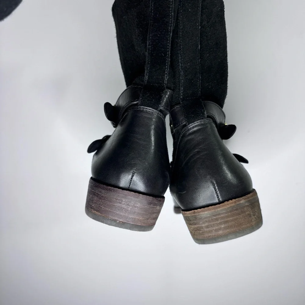Coach | Shoes | Coach Juliana Moto Boots Black Leather Studded Buckle ...